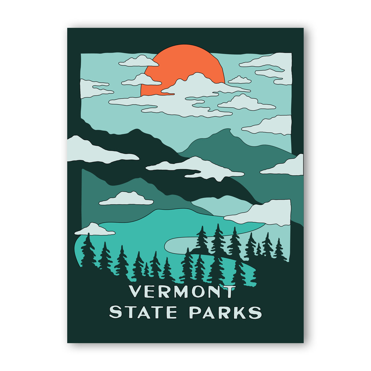 Vermont Parks Collection Print: Orange Sun Green Mountains State Parks ...