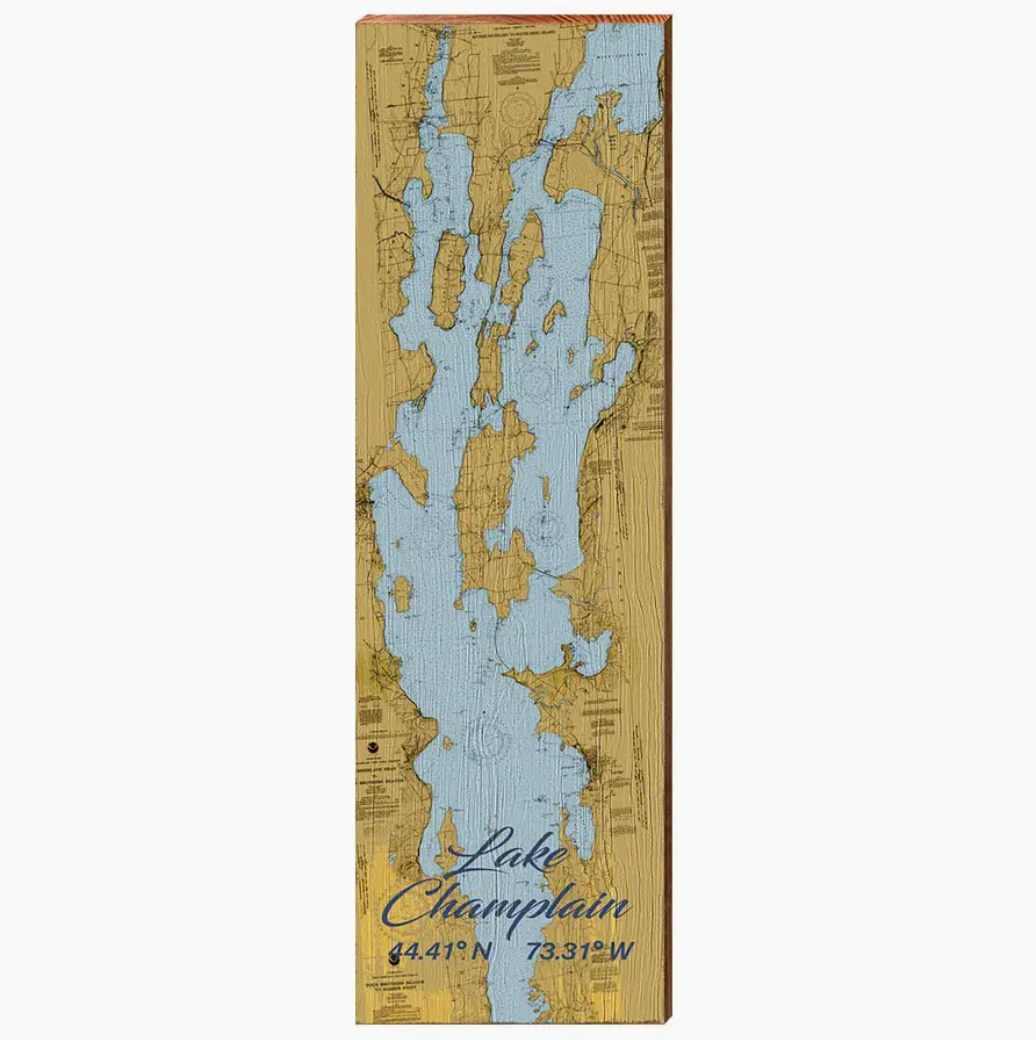 Lake Champlain, VT Latitude Longitude Wooden Sign - 9.5" x 30" - Common ...