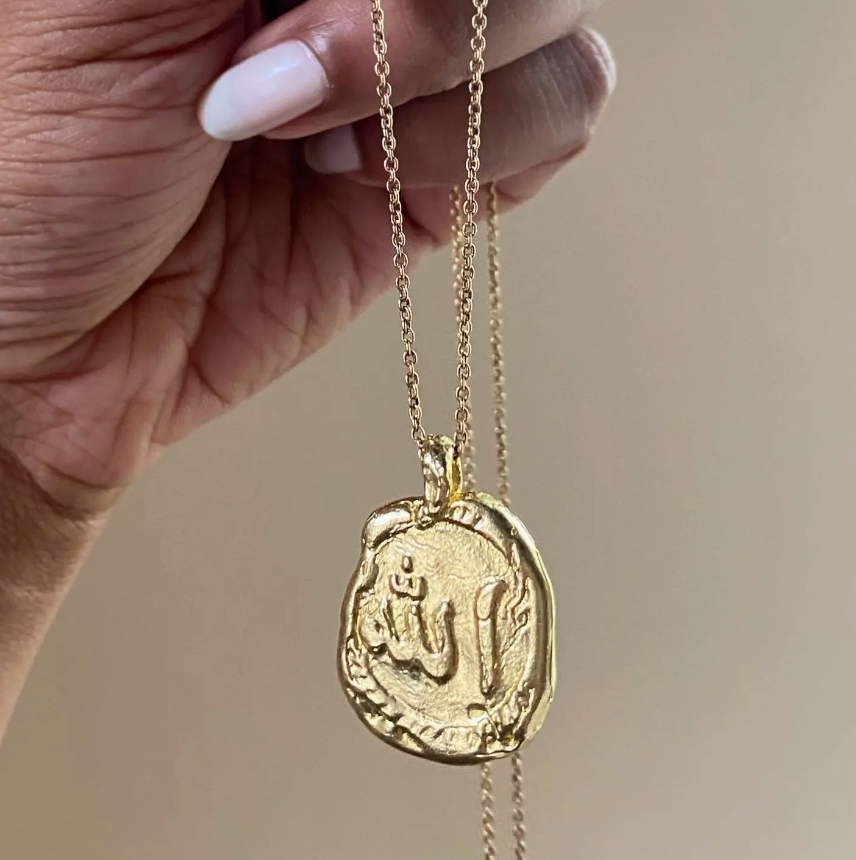 Allah Coin Necklace - Solid Brass - Common Deer