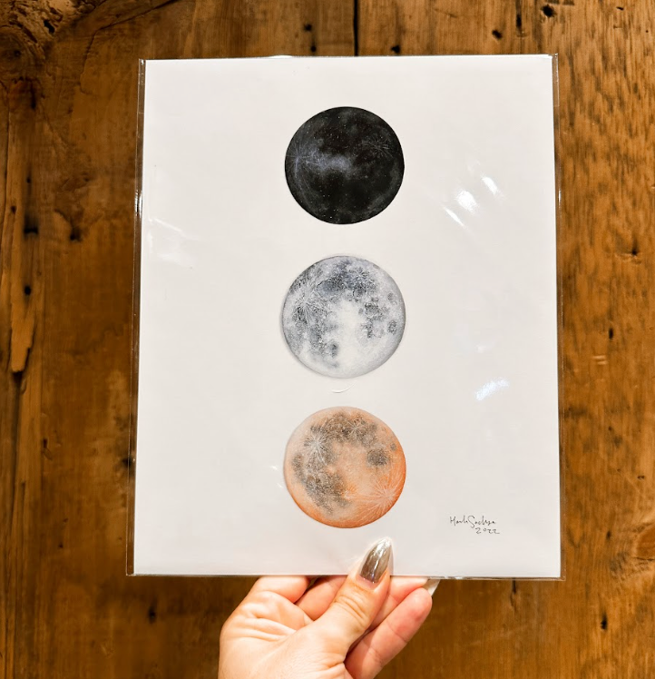 Vermont Made Moon Print - The Trio: New, Full & Harvest Moons Print 8x ...