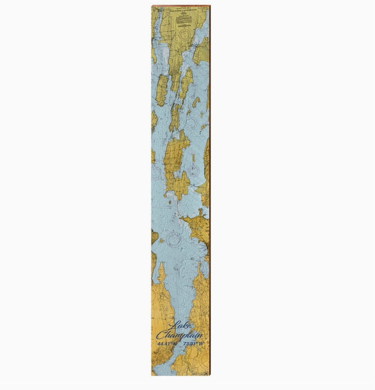 Lake Champlain, VT Latitude Longitude Wooden Sign - 9.5" x 59" - Common ...