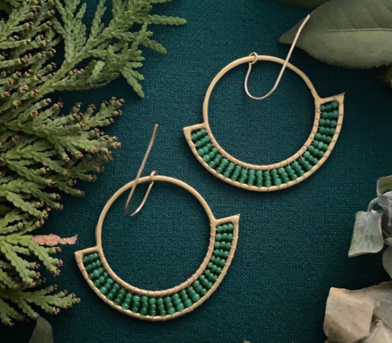 Portal Hoop Earrings - Emerald - Common Deer